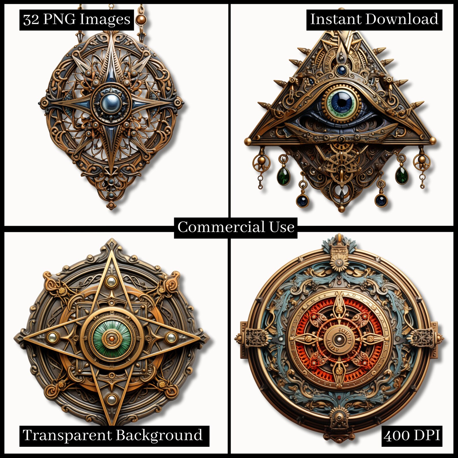 Wooden Talisman Clipart Bundle PNG Format for Personal & - Etsy