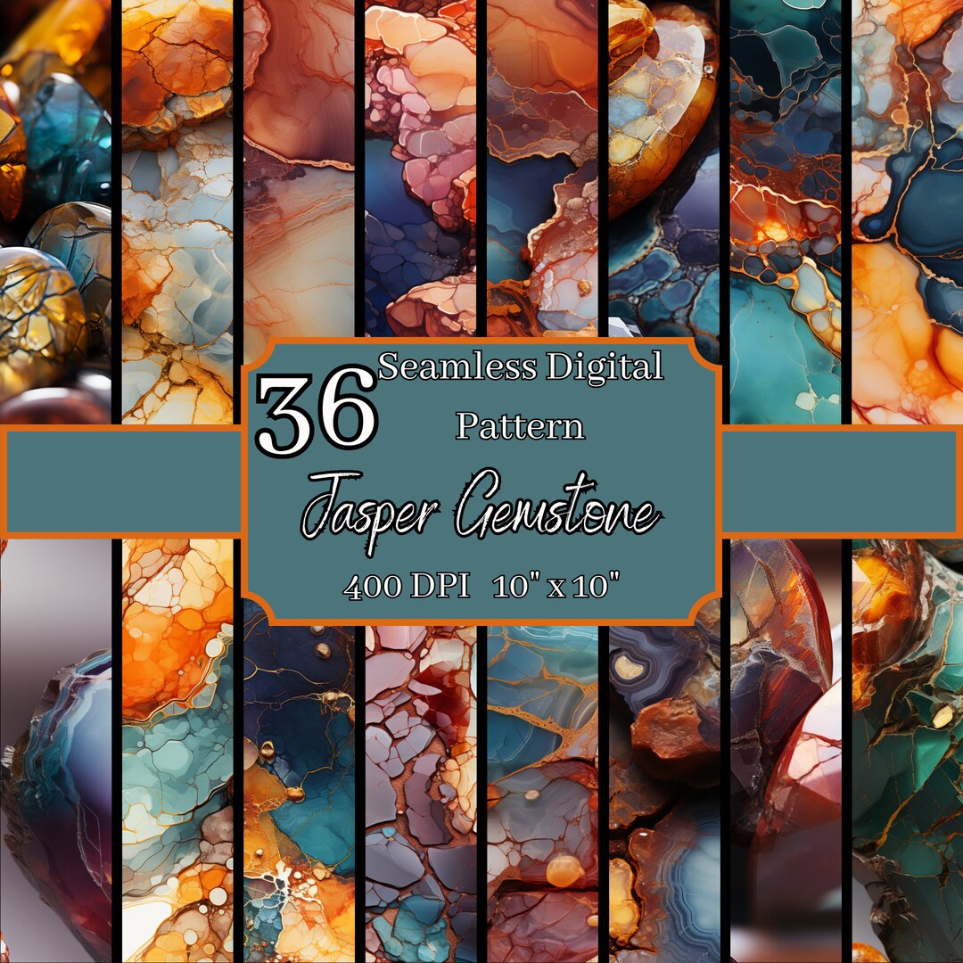 Jasper Gemstone Seamless Patterns Bundle, Earthy 400 DPI, 10x10 Inch ...