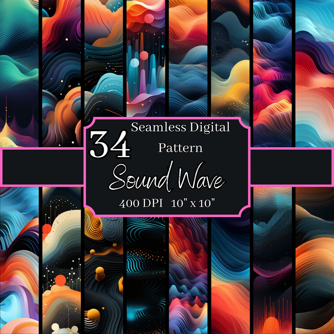 Sound Wave Inspired Seamless Patterns Bundle, High-resolution 400 DPI ...