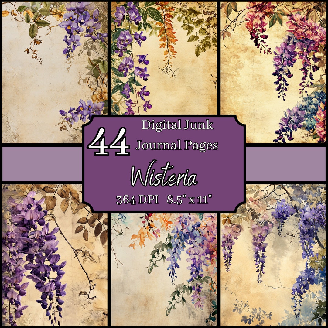 Wisteria Themed Old Vintage Junk Journal Pages Bundle, 8.5x11, 364 DPI ...