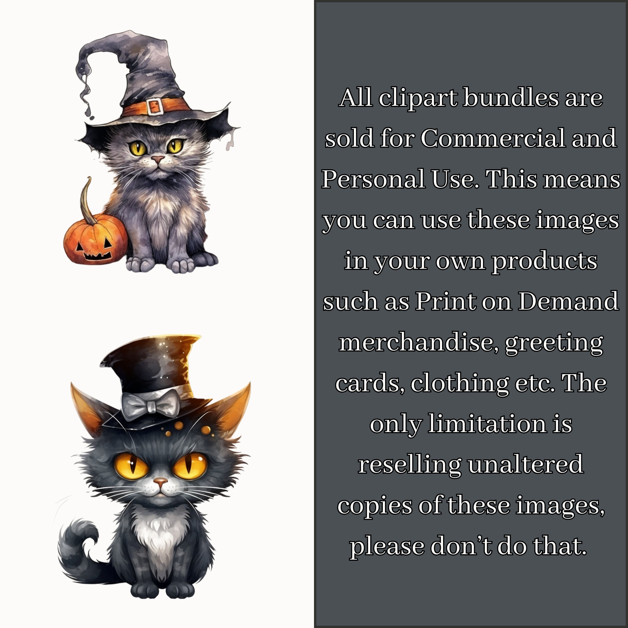 Cute Cartoon Halloween Cat Clipart Bundle PNG for Digital - Etsy