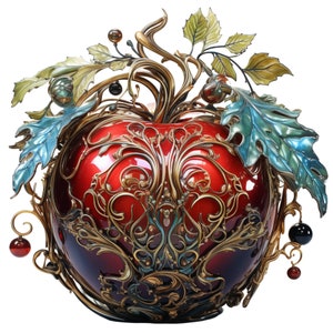 Magic Apple Clipart Bundle, Ornate Enchanted Fruit Designs ,PNG Format ...