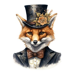 Gentleman Fox Clipart Bundle PNG Format Artistic Creations - Etsy