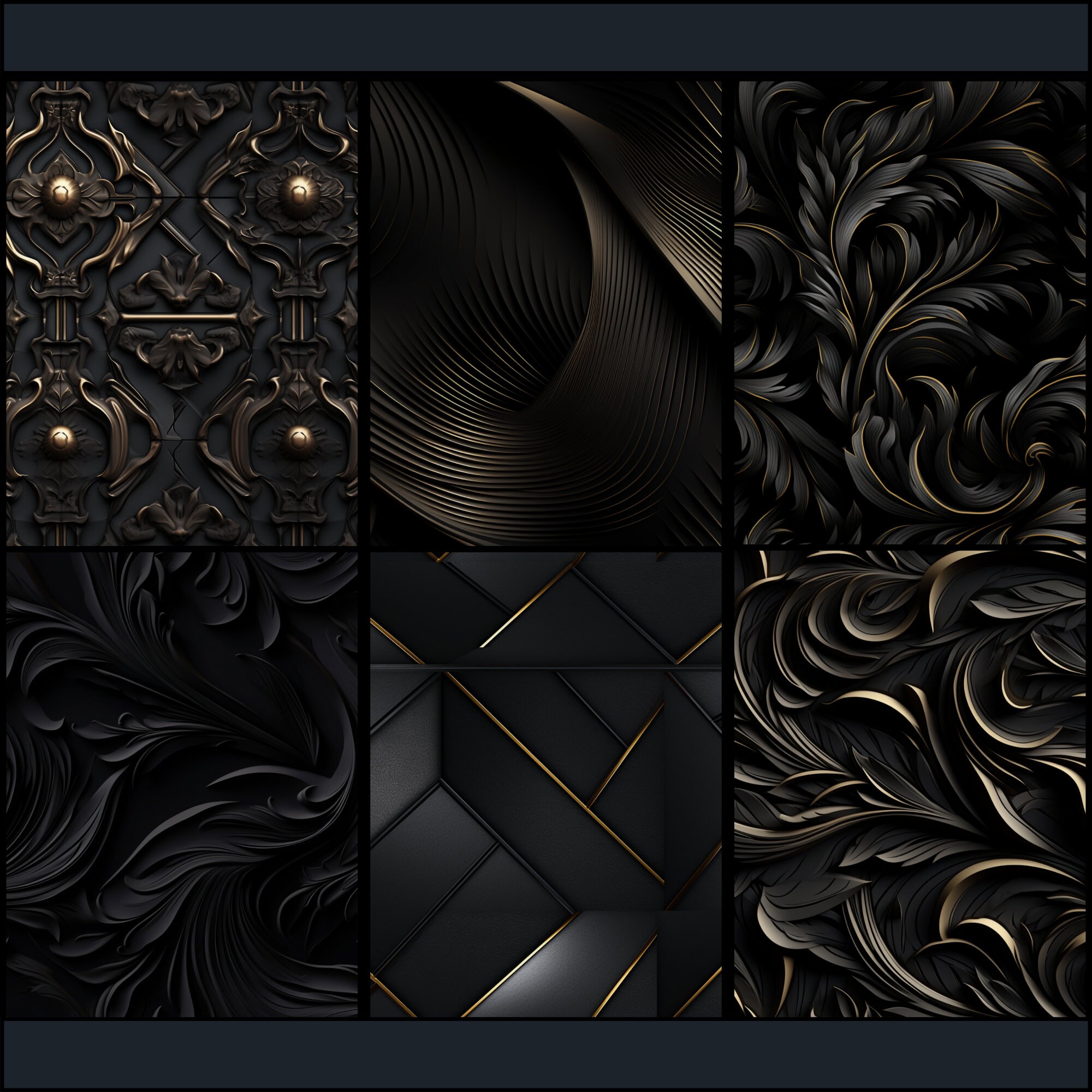 Black Lux Texture Seamless Patterns Bundle, Chic 400 DPI, 10x10 Inch ...
