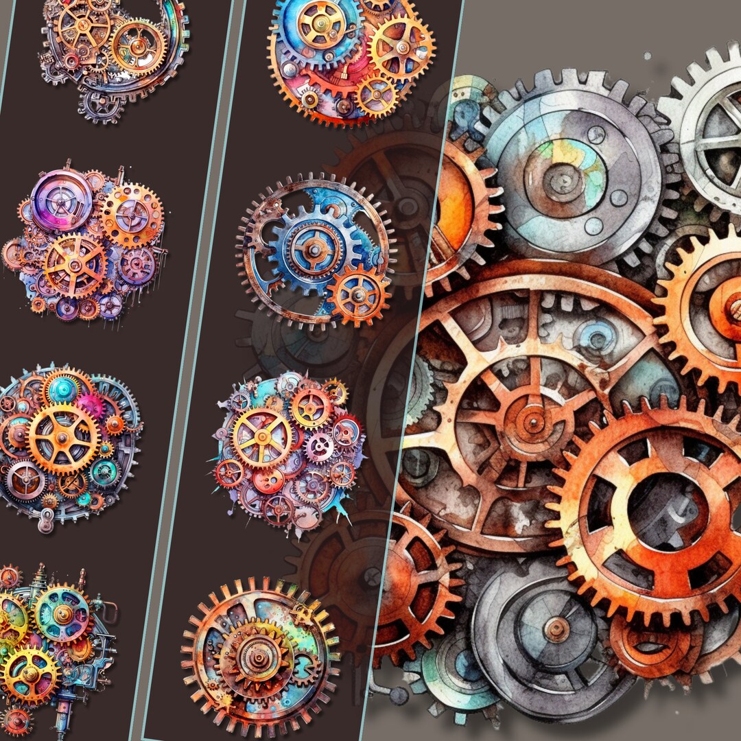 Steampunk Gears and Cogs Clipart Bundle - High-resolution PNG Files ...