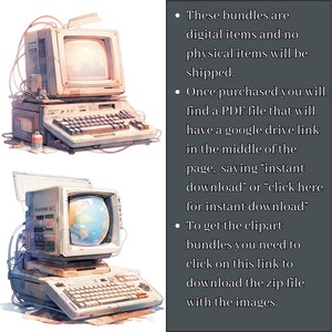 Retro Computer Clipart Bundle, PNG, Ideal for Digital Art, Junk ...