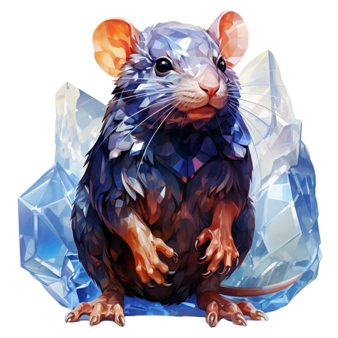 Mystical Crystal Rat Clipart Bundle, PNG Format, Artistic Creations and ...