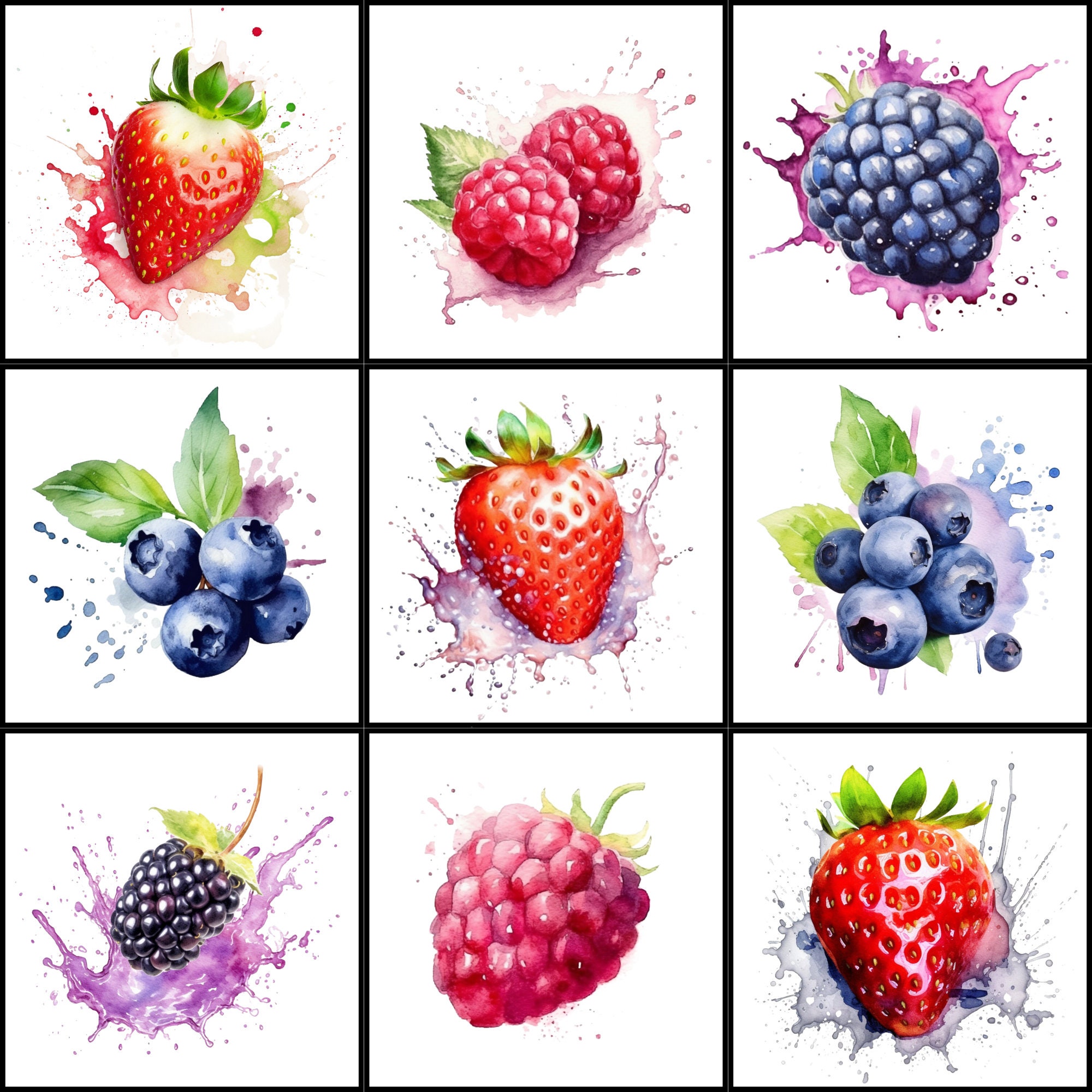 Berry Clipart in Bountiful Berries Watercolor Collection - Etsy