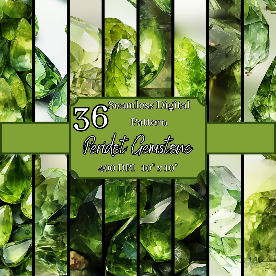 Peridot Gemstone Seamless Patterns Bundle, High-resolution 400 DPI ...