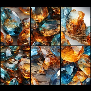 Topaz Gemstone Seamless Patterns Bundle, High-resolution 400 DPI, 10x10 ...