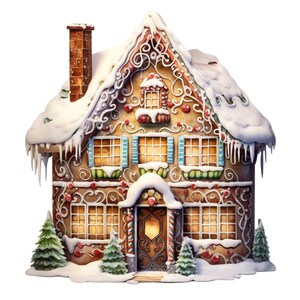 Christmas Gingerbread House Clipart Bundle, PNG, Ideal for Festive ...