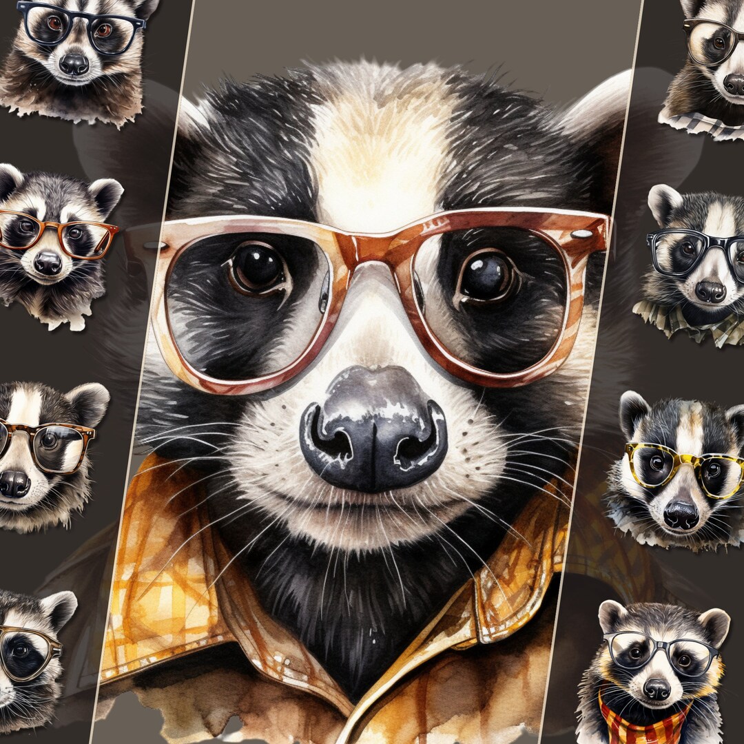 Smart Badger Clipart Bundle, PNG Format, Artistic Creations, Junk ...