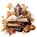 Autumn Books Stack Clipart Bundle, PNG Format, Junk Journals and ...