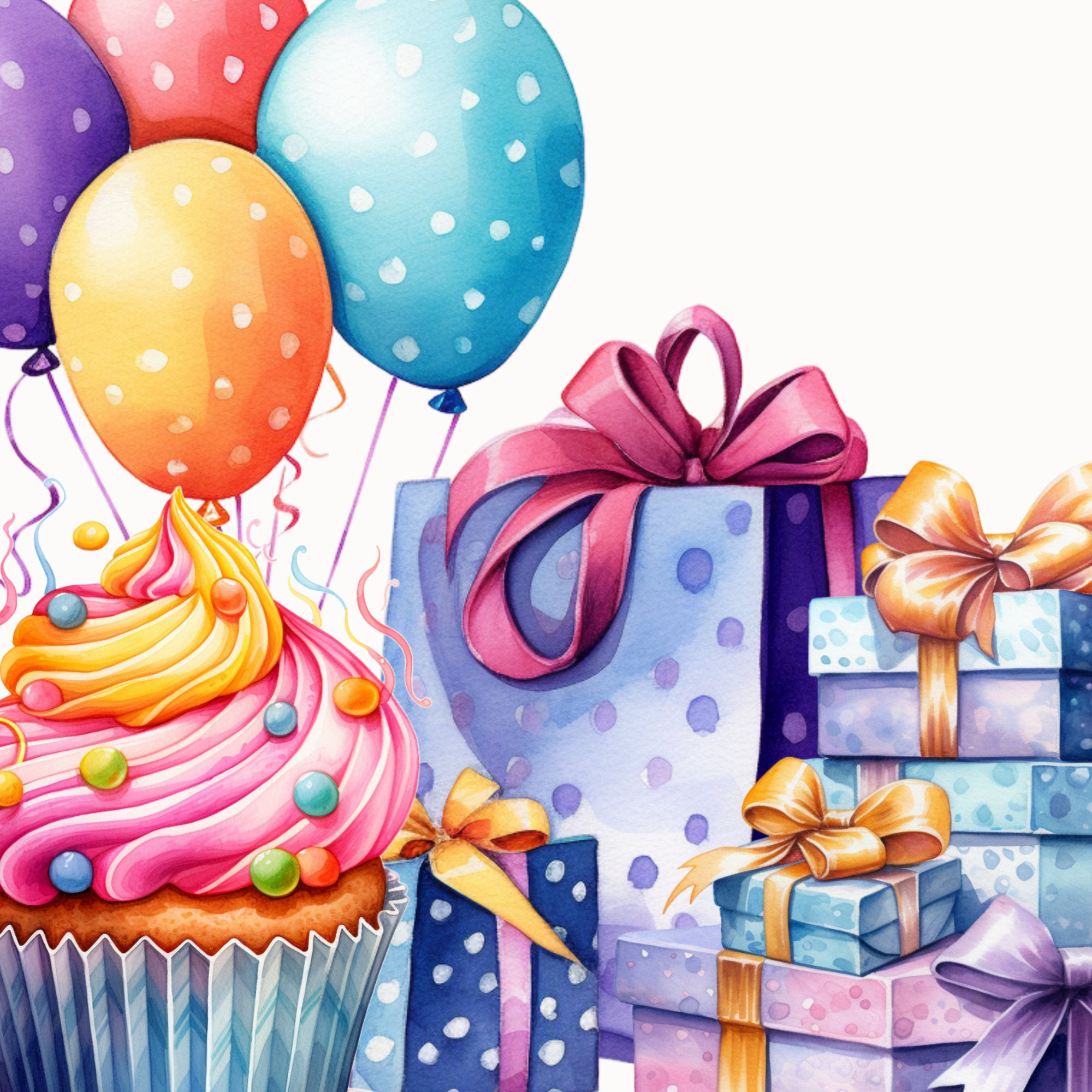 Birthday Party Clipart Bundle Celebratory Illustrations - Etsy