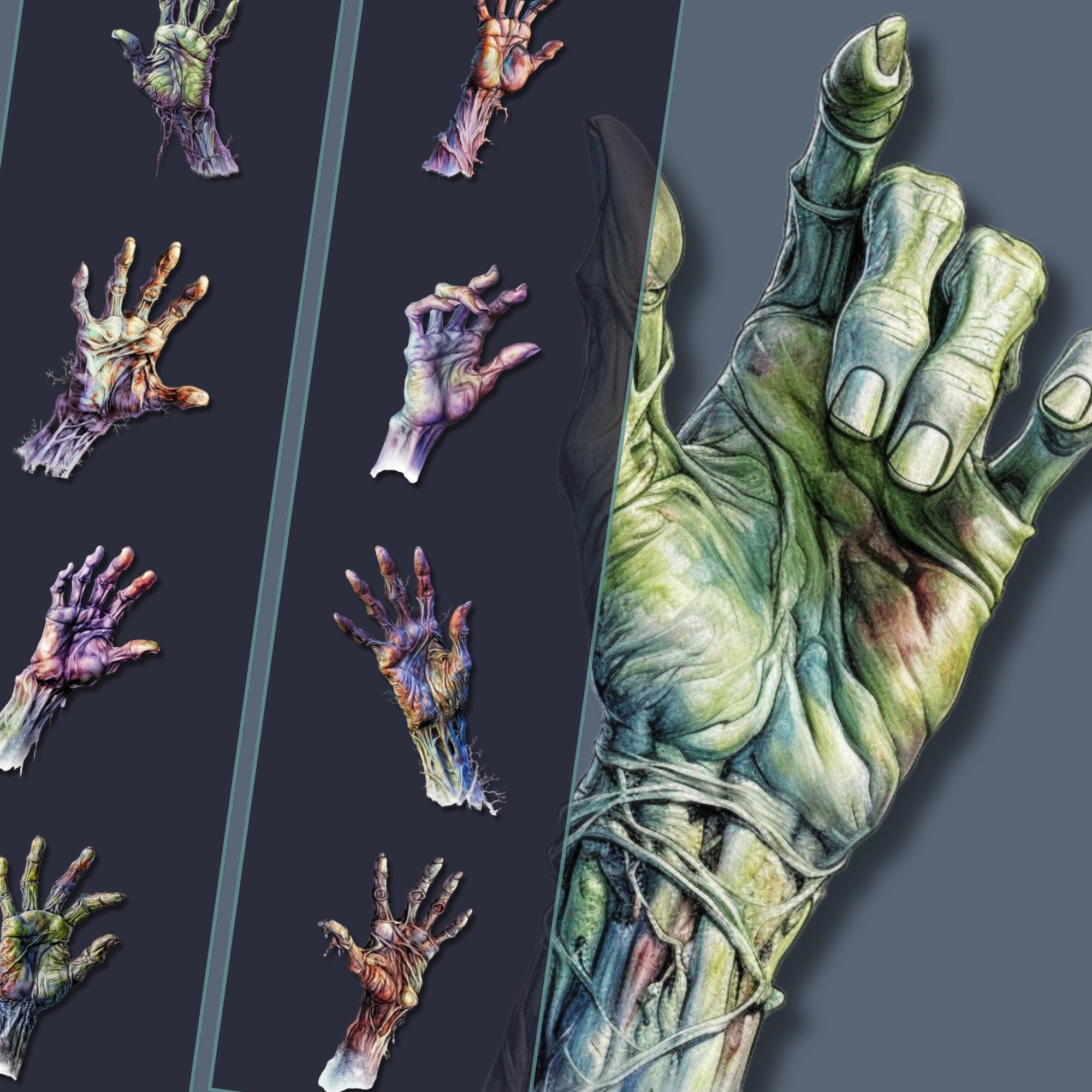 Zombie Hand Clipart Bundle High-resolution Halloween Clipart PNG Files ...