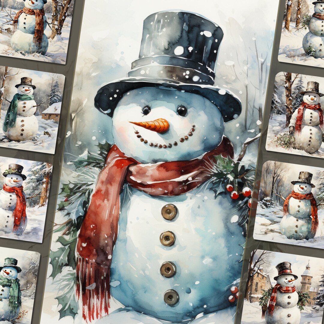 Christmas Snowman Clipart Bundle, for Personal and Commercial Use ...