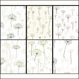 Queen Anne's Lace Minimalistic Seamless Patterns Bundle, High ...