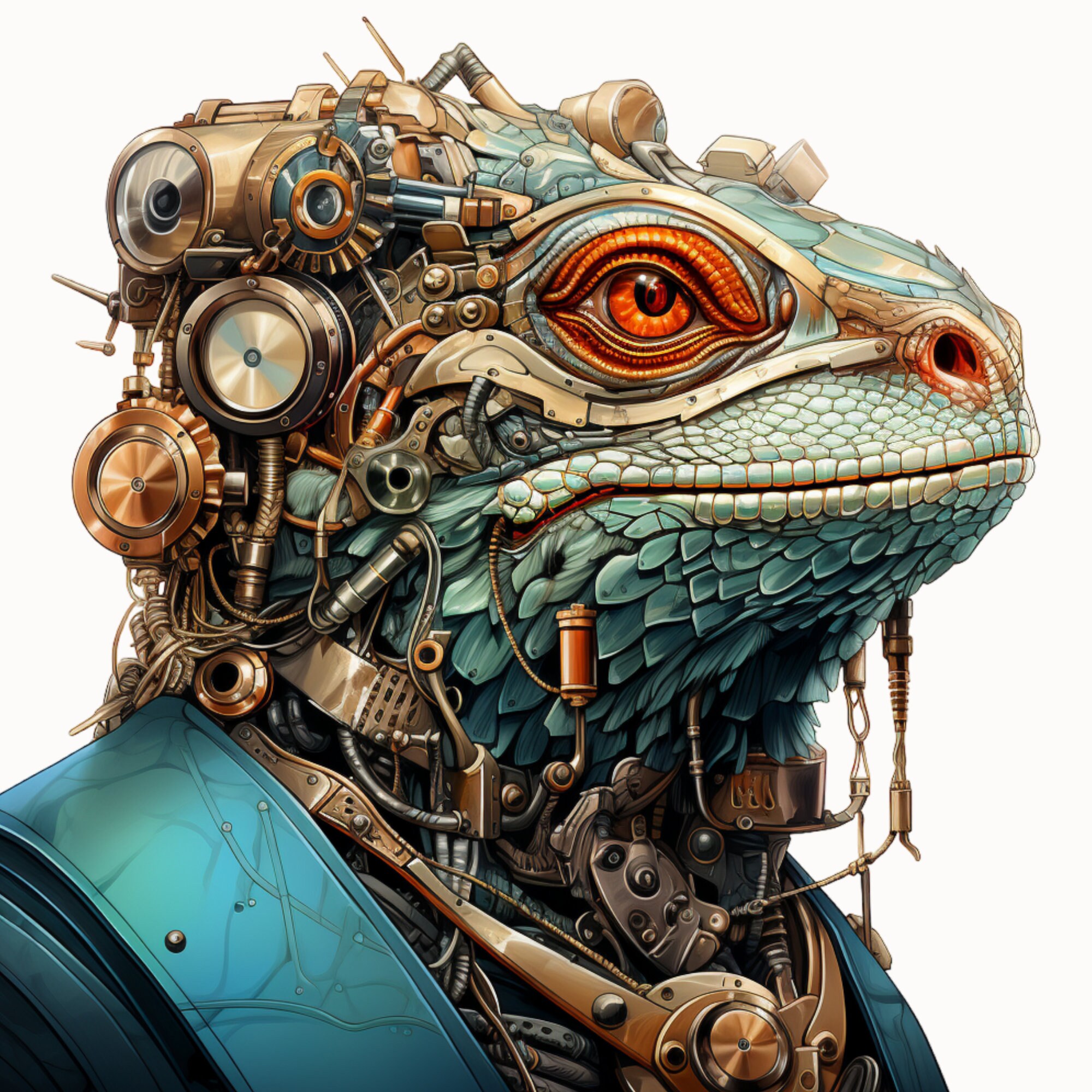 Steampunk Iguana Clipart Bundle PNG Clipart Mechanical - Etsy