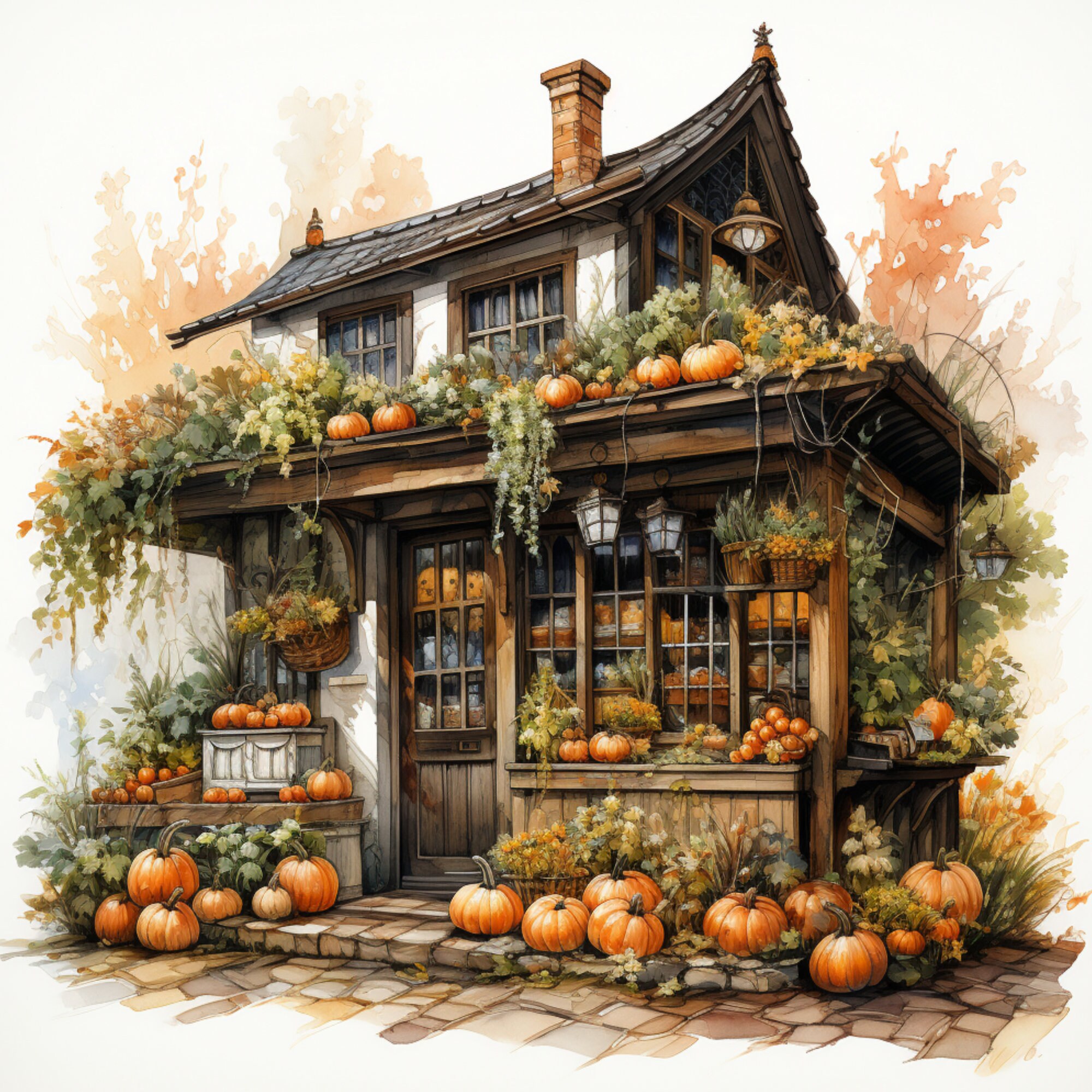 Autumn Store Fron Clipart Bundle PNG Format for Artistic - Etsy