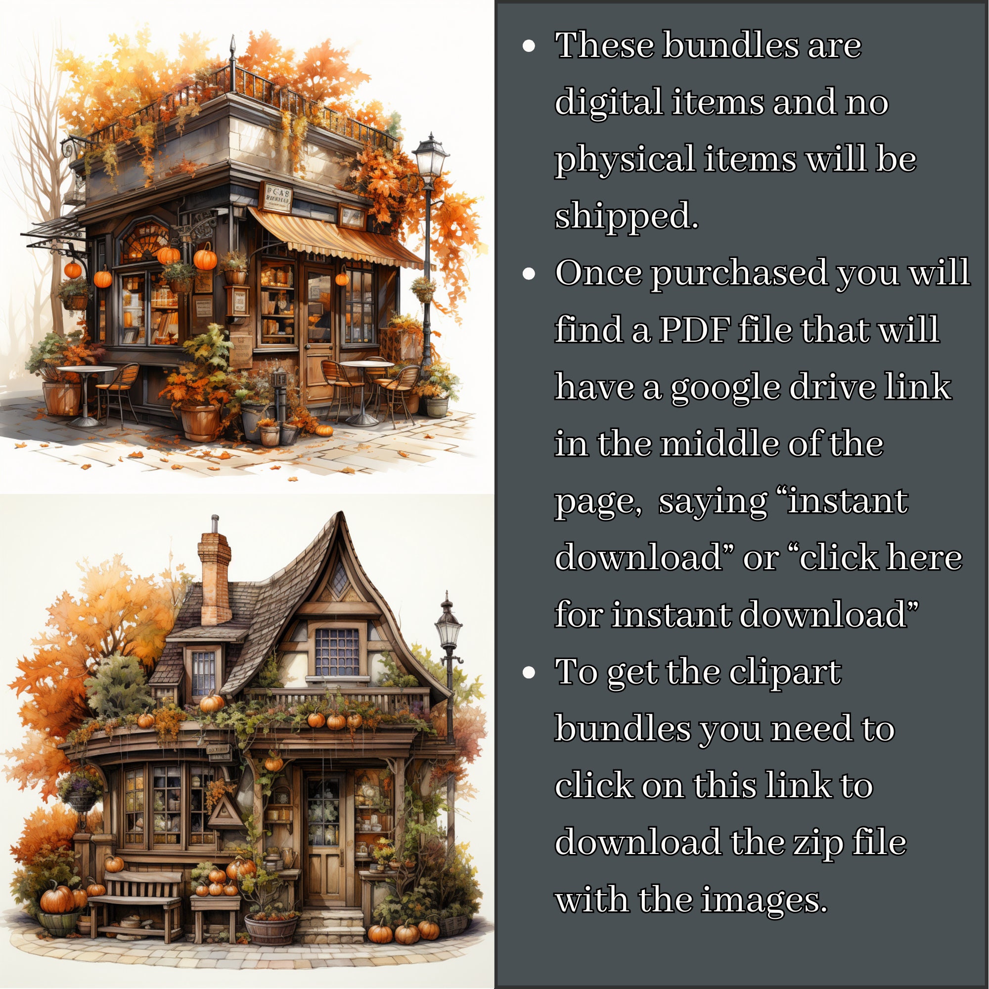 Autumn Store Fron Clipart Bundle PNG Format for Artistic - Etsy