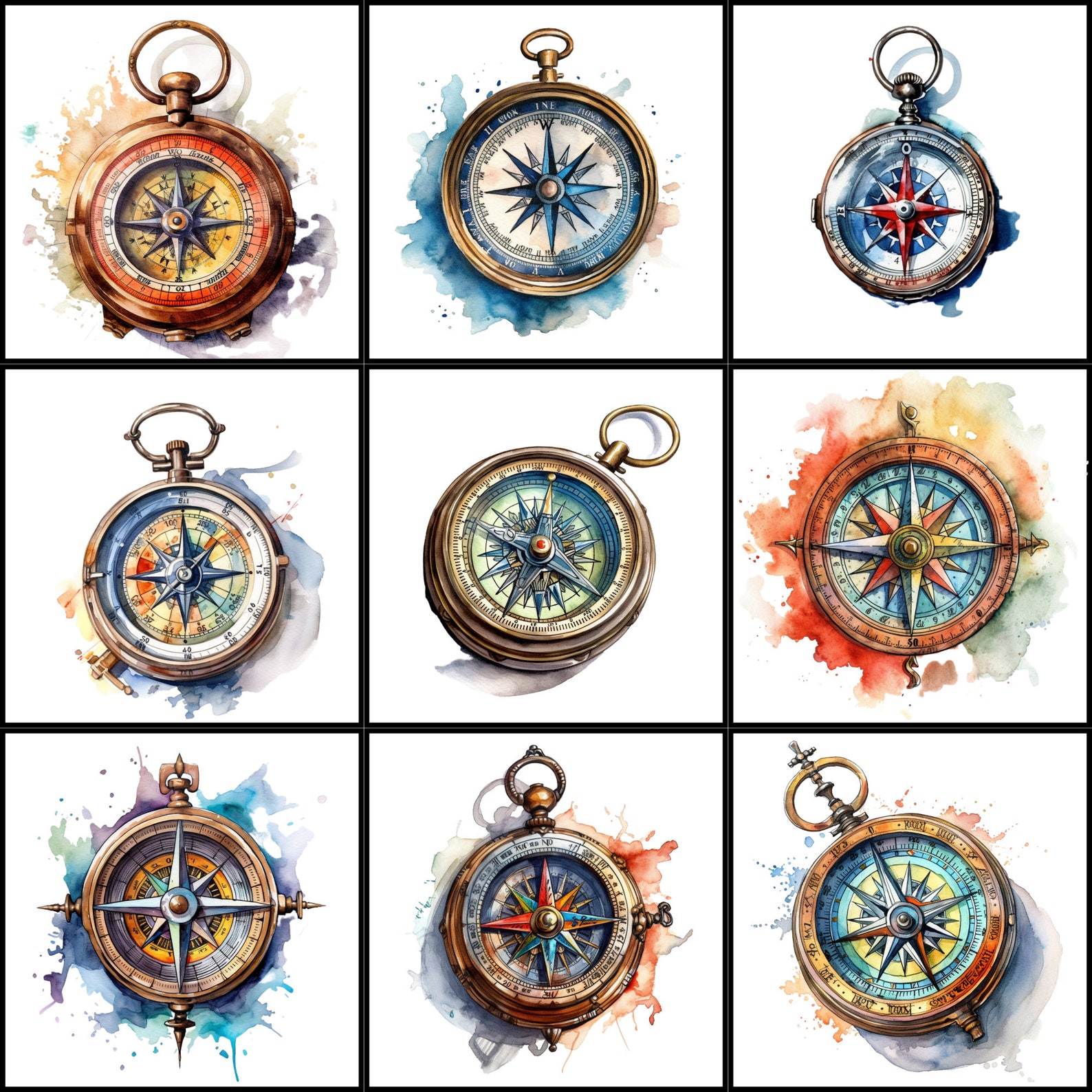 Compass Clipart in Guiding Path Watercolor Collection Detailed Clipart ...