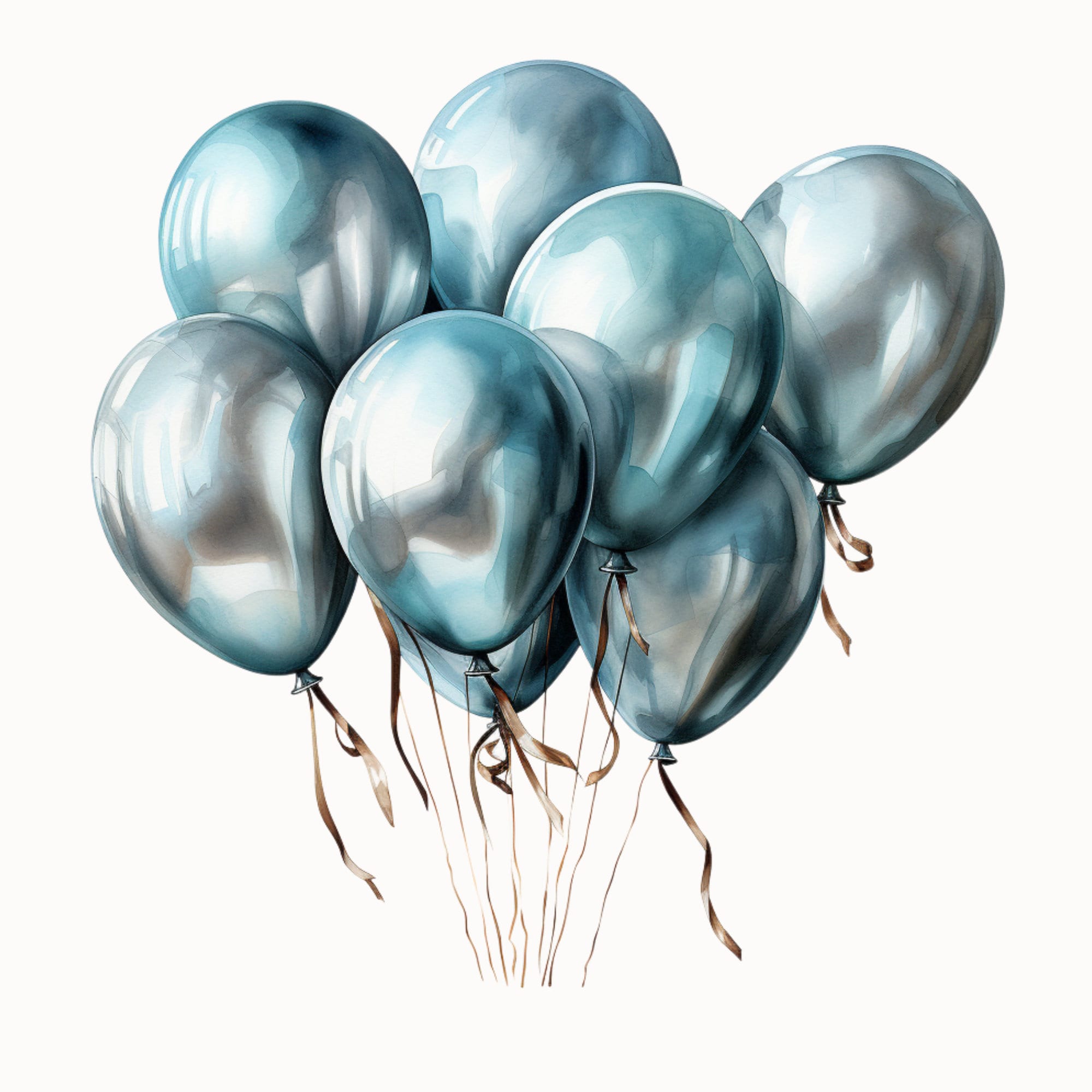 Silver Balloon PNG Clipart Bundle for Personal & Commercial - Etsy