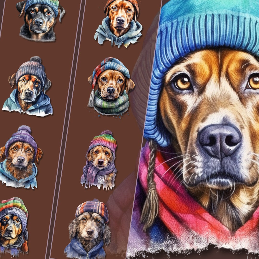 Dogs Wearing Clothes Clipart Bundle - Adorable Canine Illustrations ...