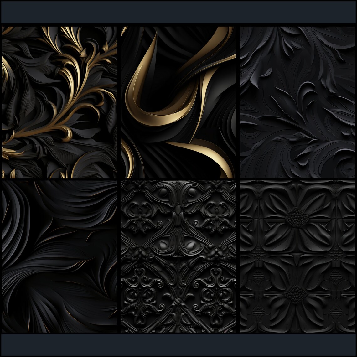 Black Lux Texture Seamless Patterns Bundle, Chic 400 DPI, 10x10 Inch ...