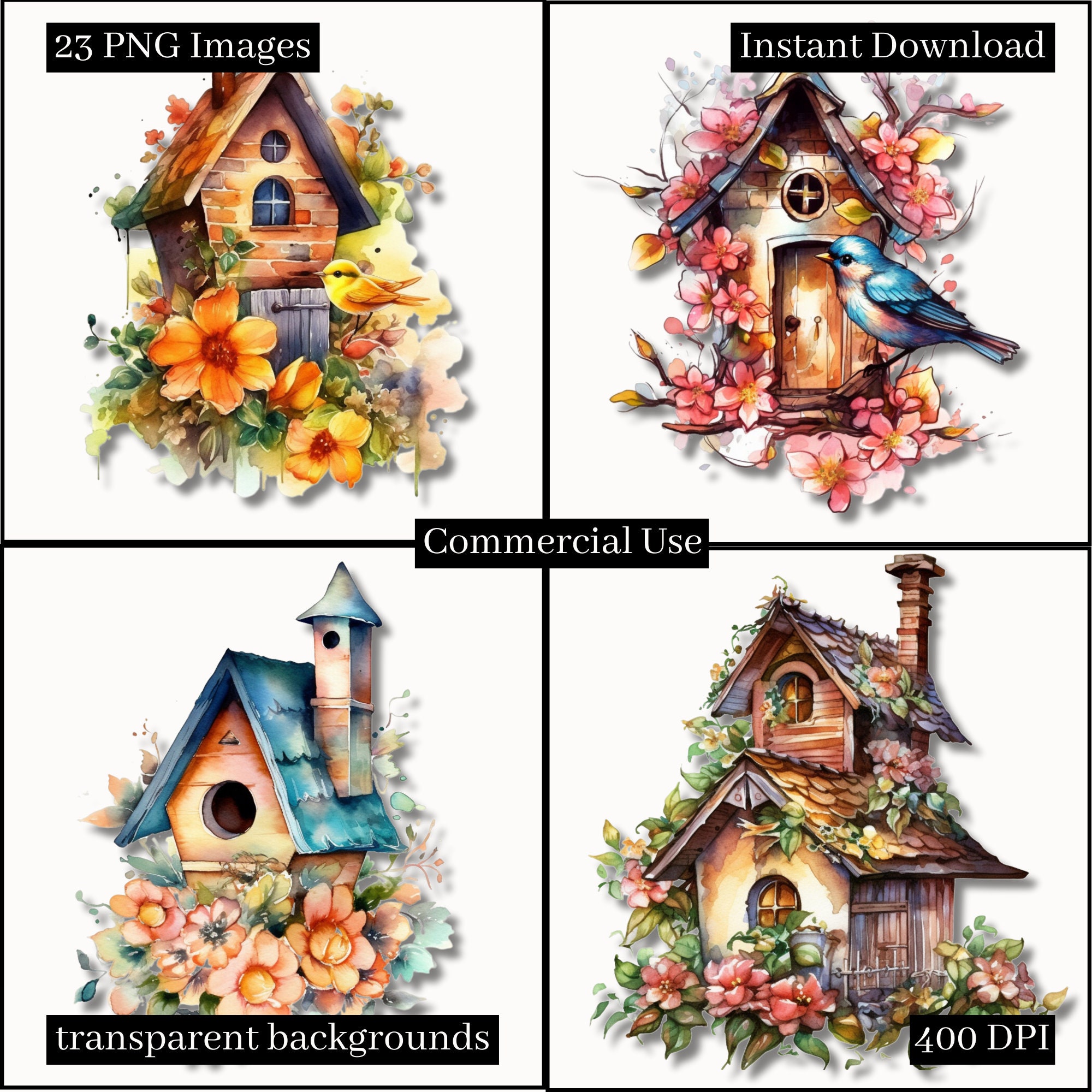 Bird House Clipart Collection PNG Graphics for DIY Projects - Etsy