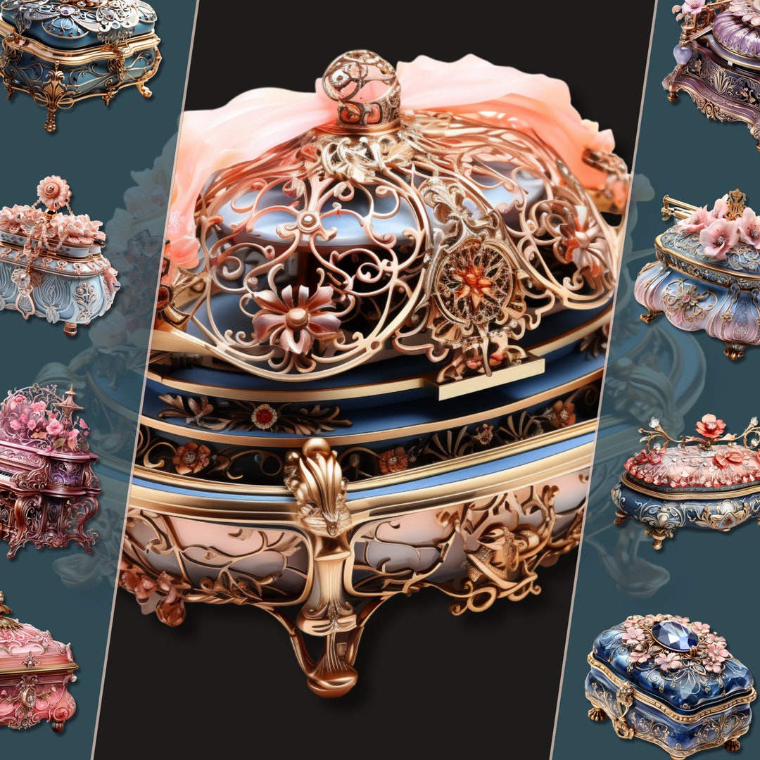 Ornate Music Box Clipart Bundle, Exquisite PNG Clipart Illustrations ...