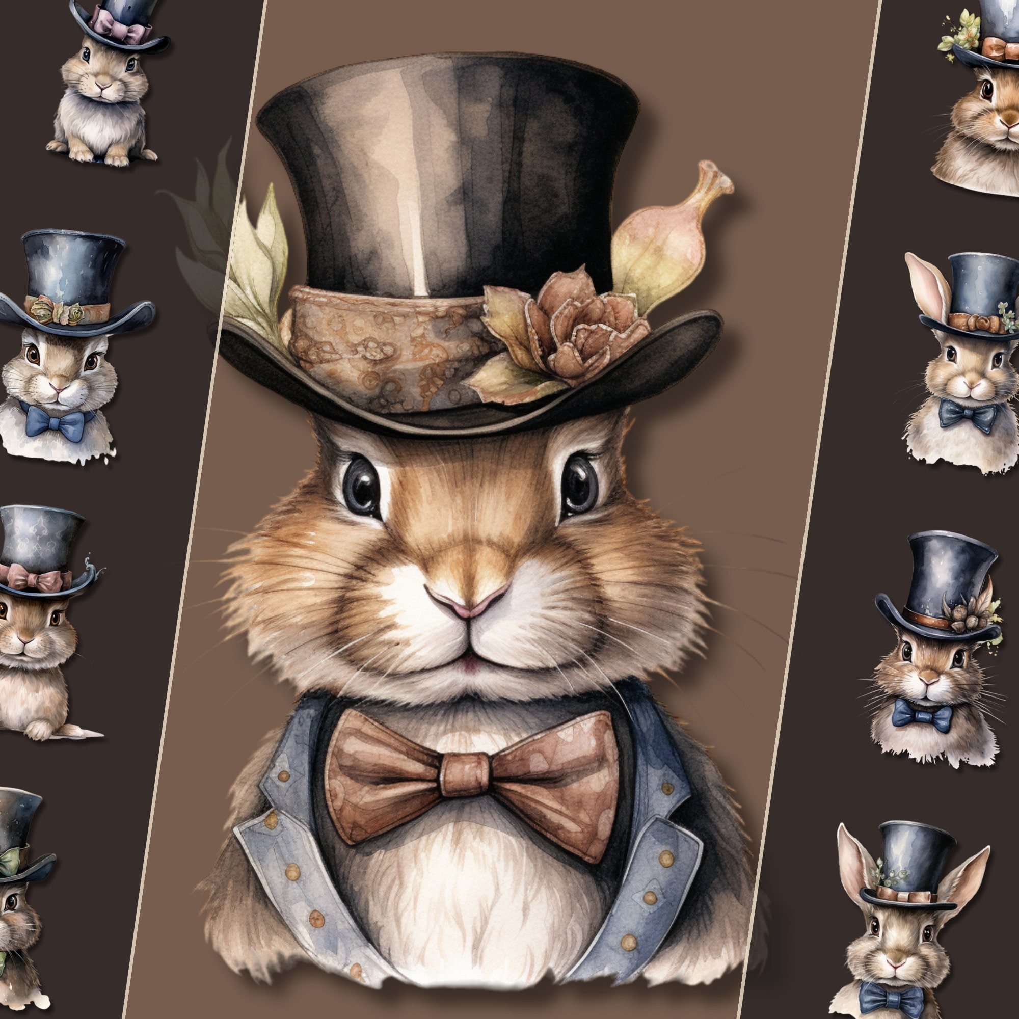 Dapper Bunny Clipart Bundle PNG Format Artistic Creations - Etsy