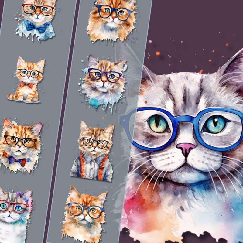 Cat Wearing Glasses - Etsy