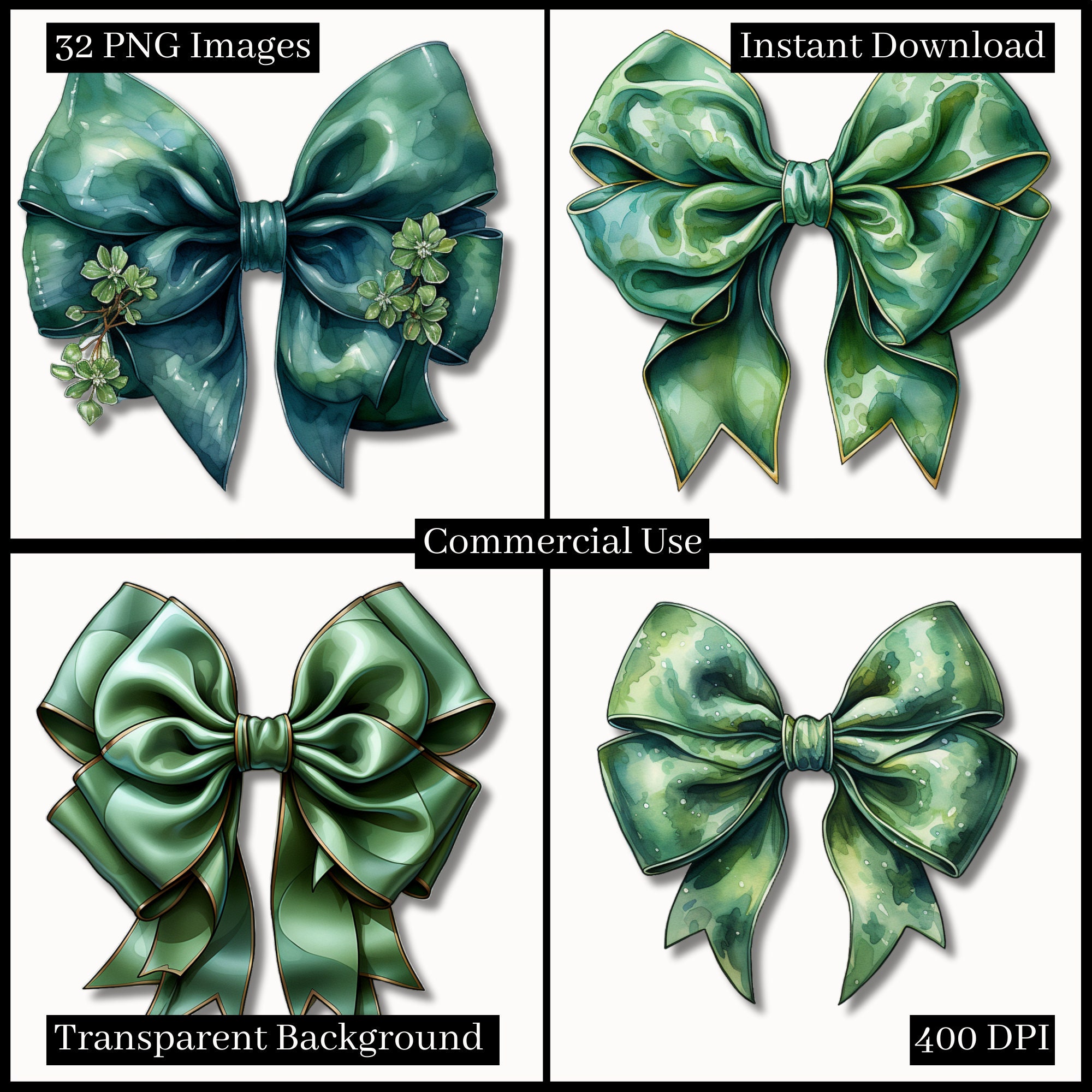 St. Patrick's Day Bow PNG Clipart Bundle for Personal & Commercial Use ...