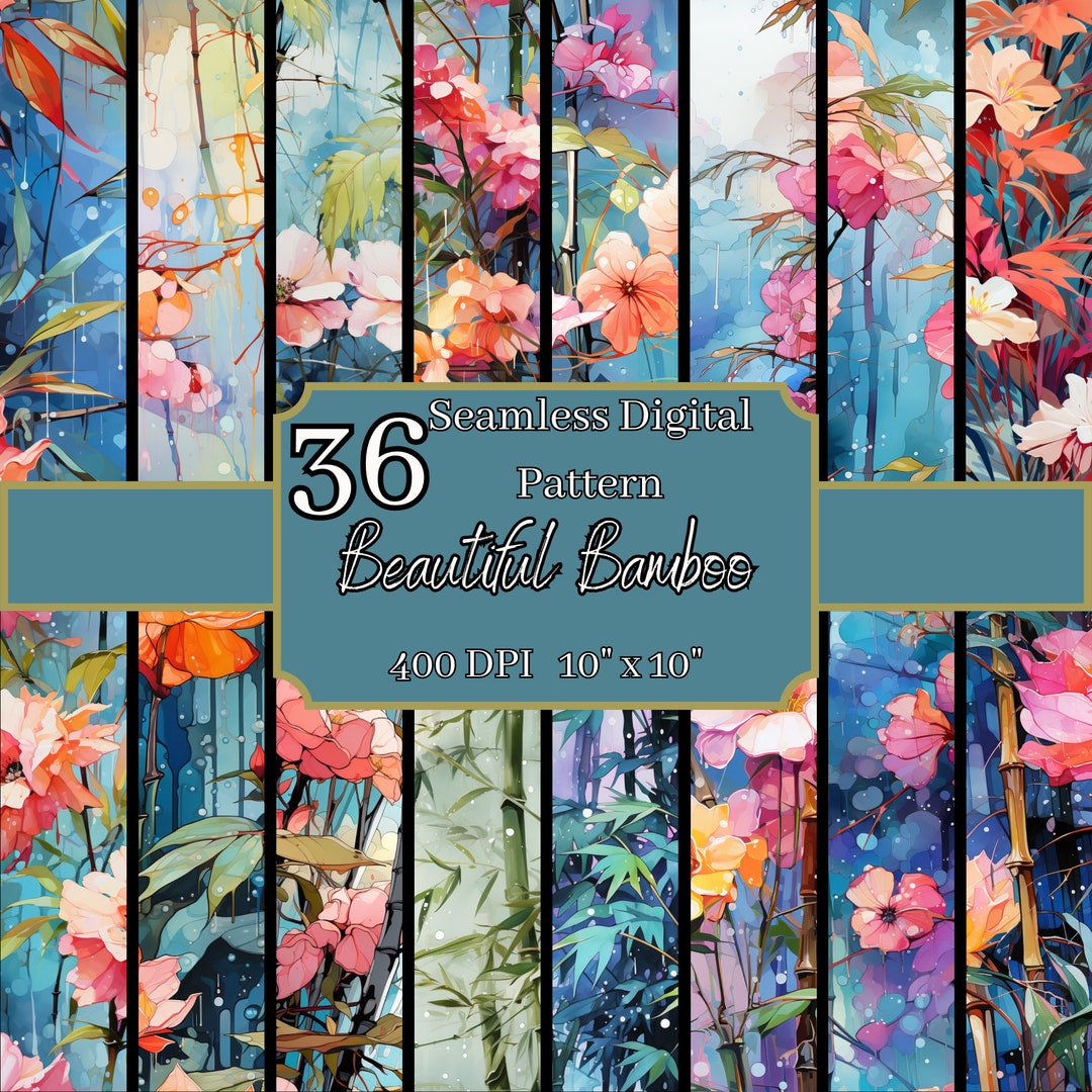 Beautiful Bamboo Seamless Patterns Bundle, Natural 400 DPI, 10x10 Inch ...