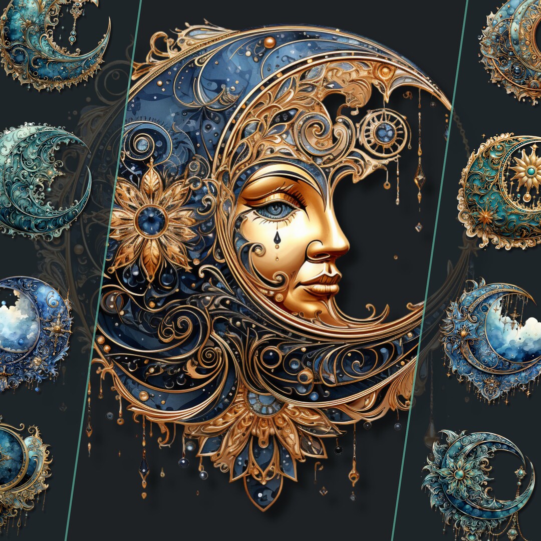 Ornate Moon PNG Clipart Bundle – for Personal & Commercial Use ...