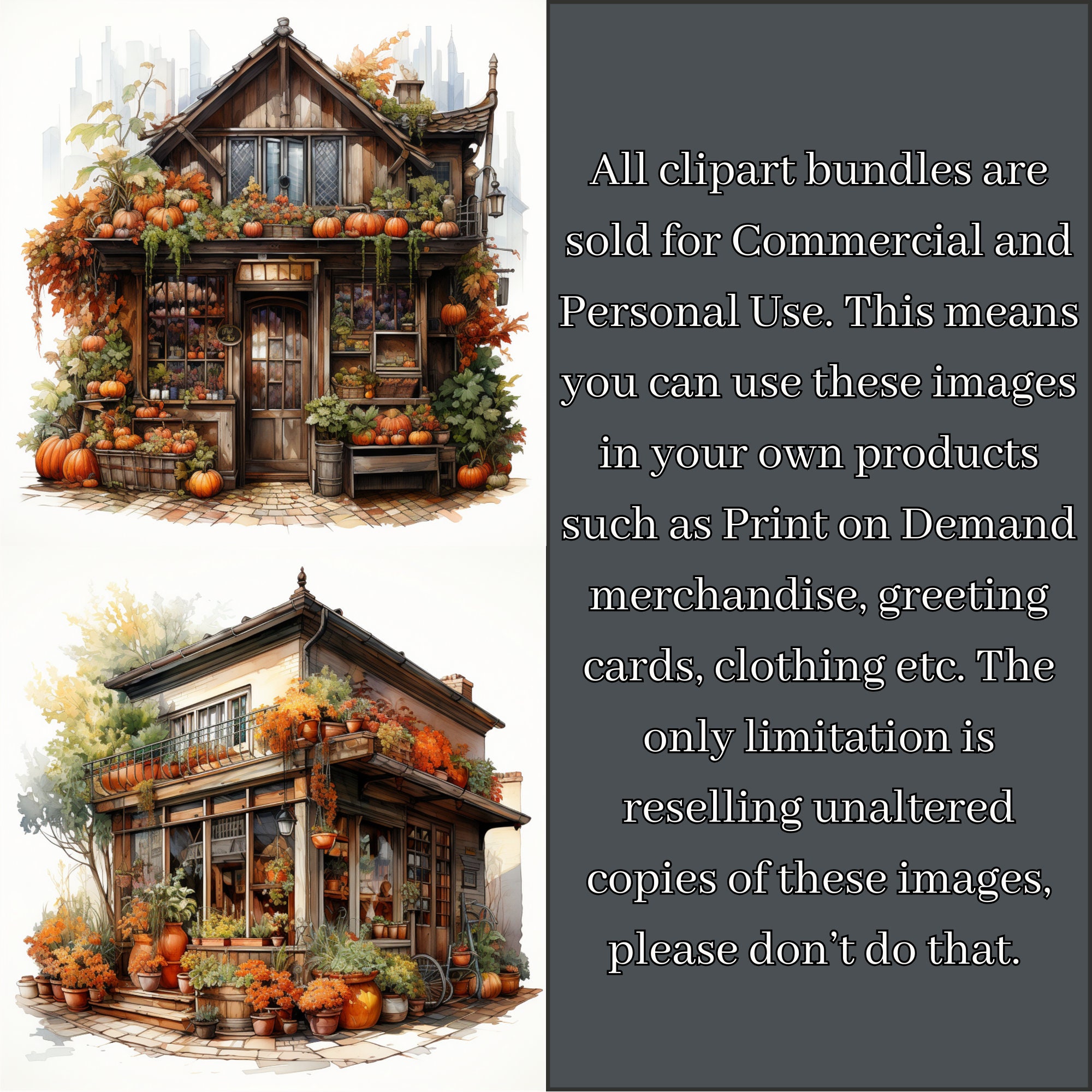 Autumn Store Fron Clipart Bundle PNG Format for Artistic - Etsy