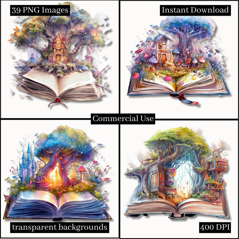 Magic Book Clipart Collection High-resolution PNG Enchanting - Etsy