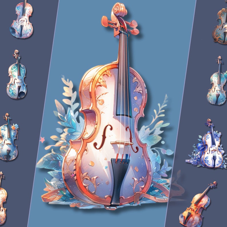 Enchanted Cello Clipart Bundle Ornate Musical String Art PNG - Etsy