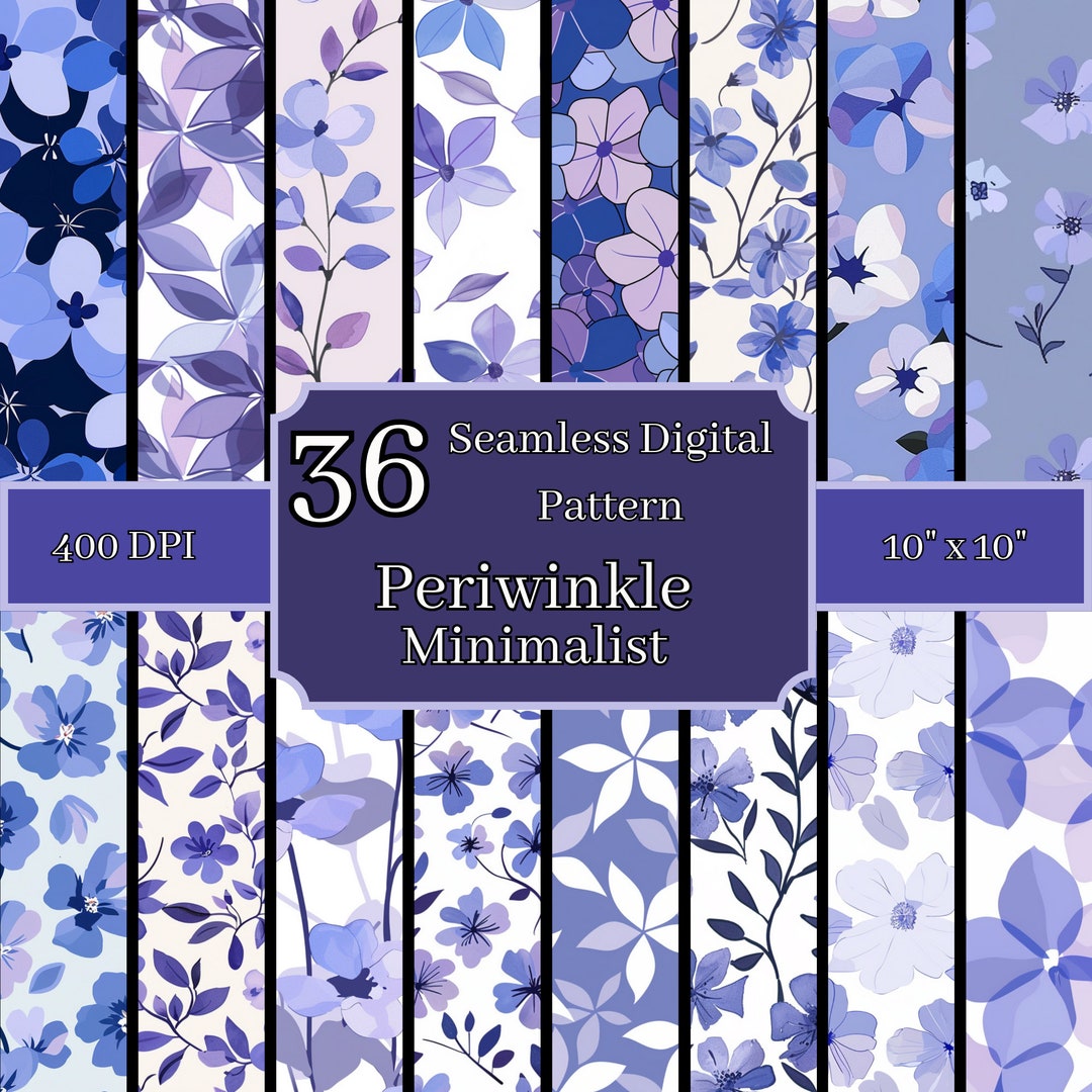 Minimalist Periwinkle Seamless Patterns Bundle, High-resolution 400 DPI ...