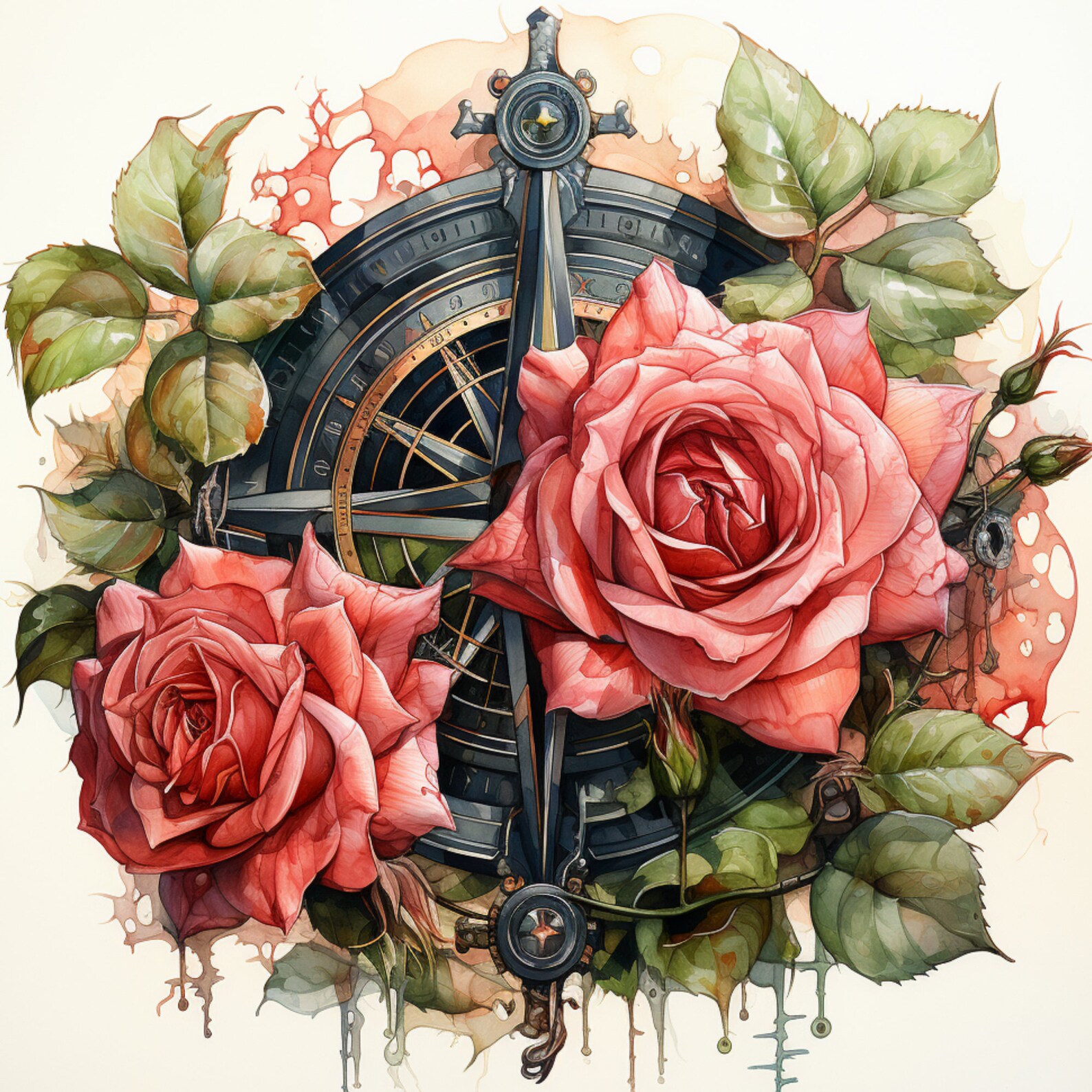 Rose Compass Clipart Bundle Elegant Nautical Illustrations - Etsy