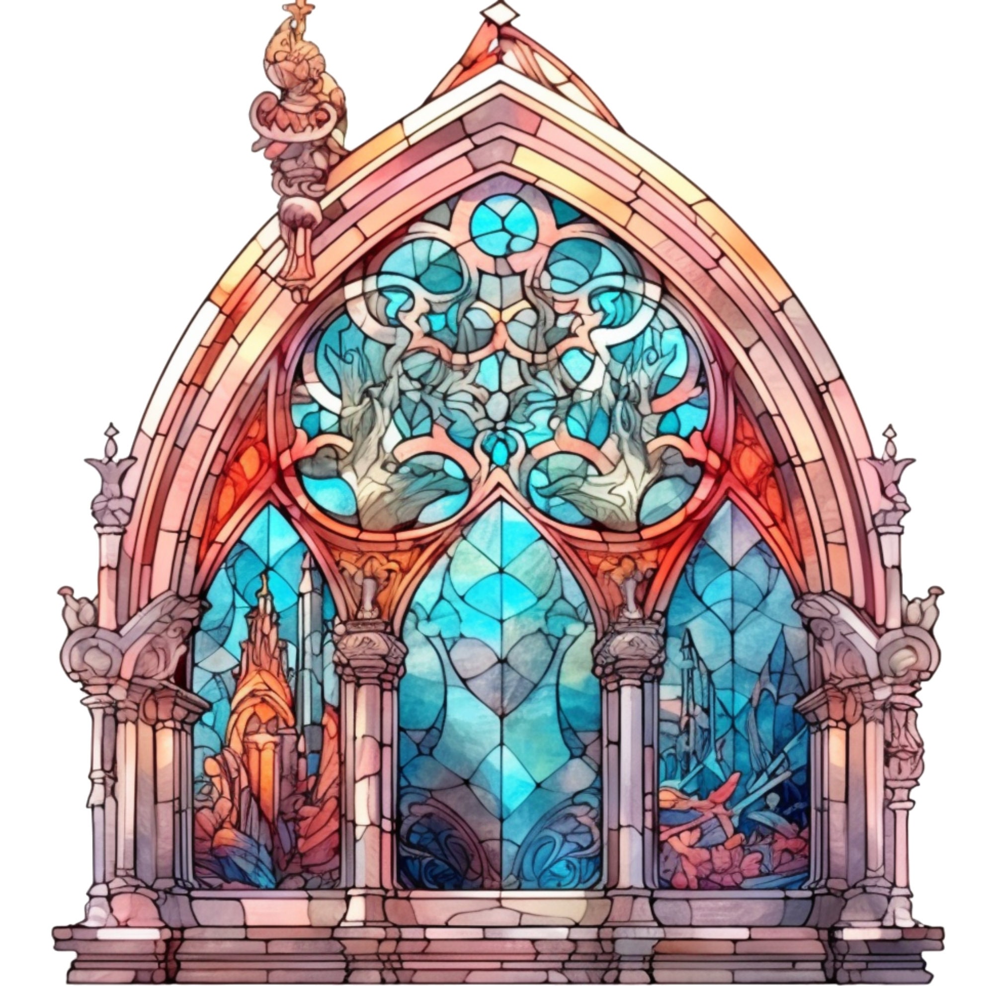 Stained Glass Window Clipart Bundle High-resolution PNG - Etsy