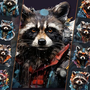 Cyberpunk Raccoon Clipart Bundle, PNG, Ideal for Digital Art, Junk ...