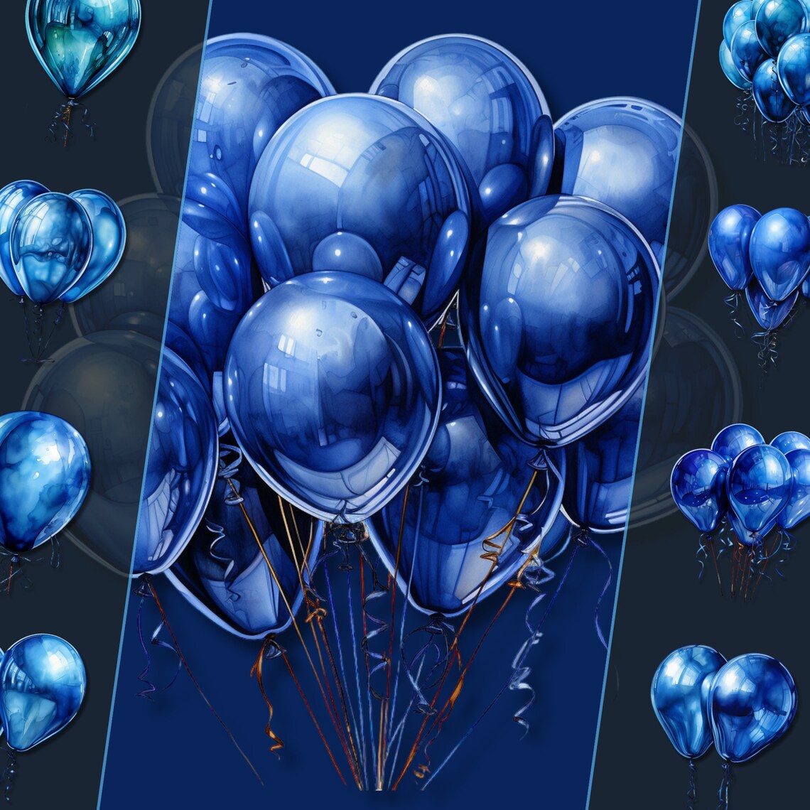 Royal Blue Balloon PNG Clipart Bundle for Personal & - Etsy