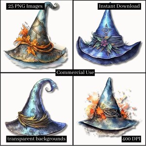 Witch Hat Clipart Bundle, Fantasy or Halloween PNG Files, Personal and ...
