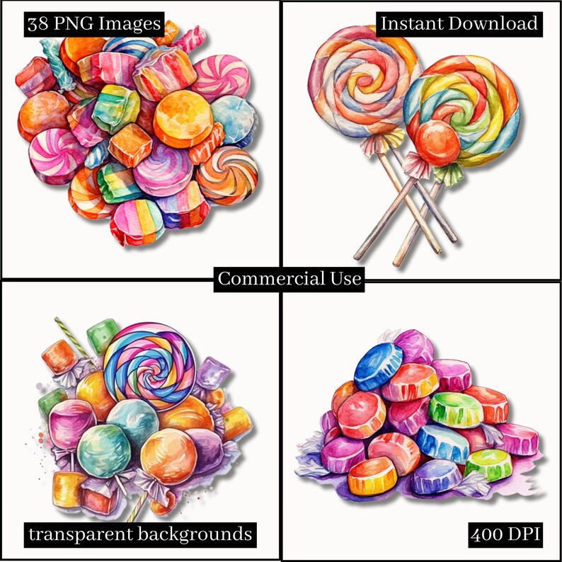 Candy Clipart Collection PNG Graphics Perfect for DIY - Etsy