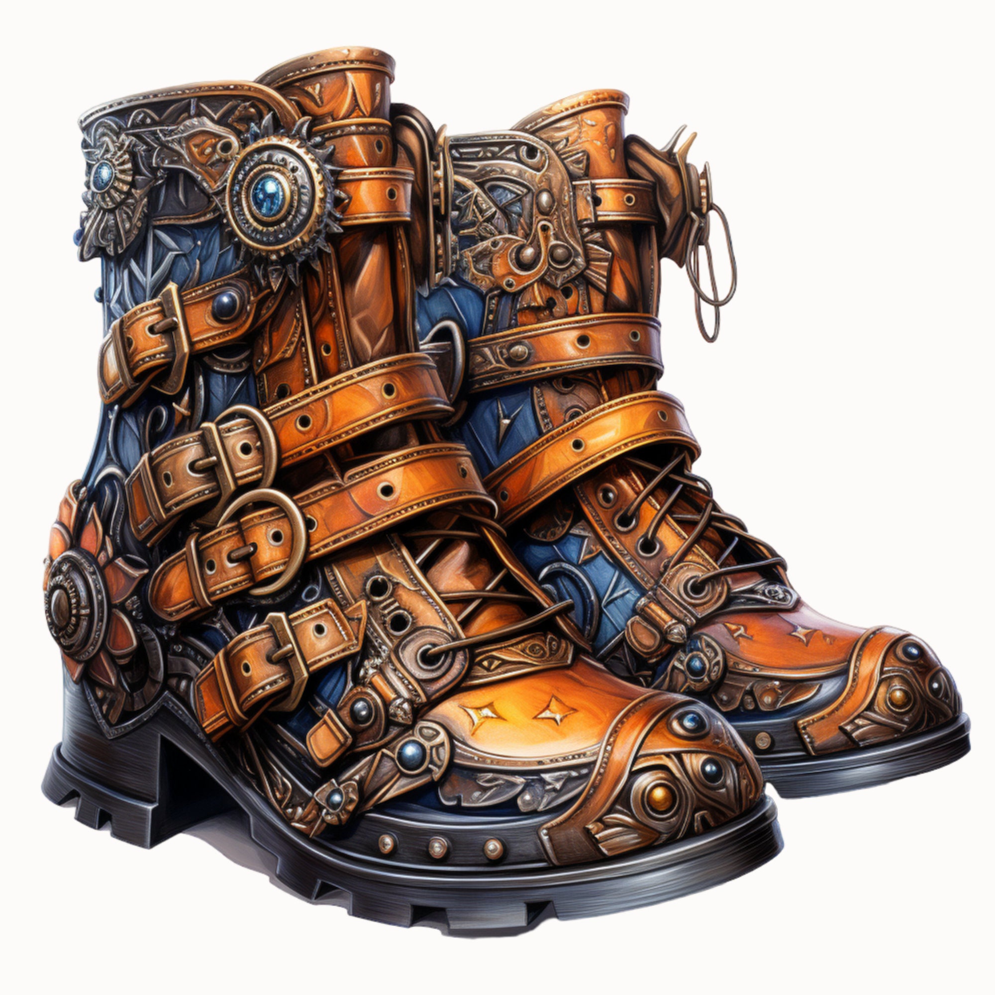 Steampunk Boots Clipart Bundle PNG Clipart Vintage - Etsy
