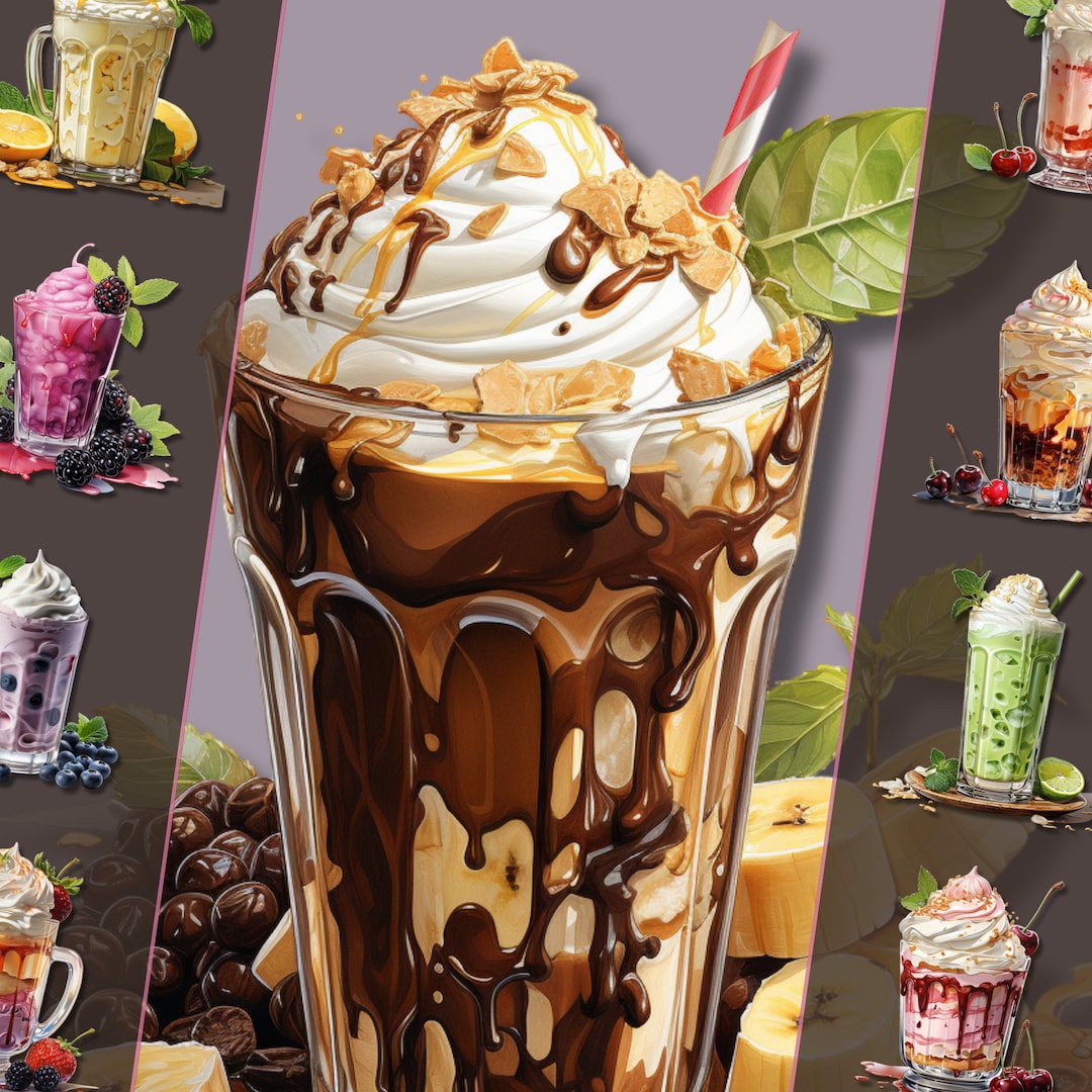 Milkshake Clipart Bundle - High-resolution PNG Files, for Personal and Commercial Use - Junk ...