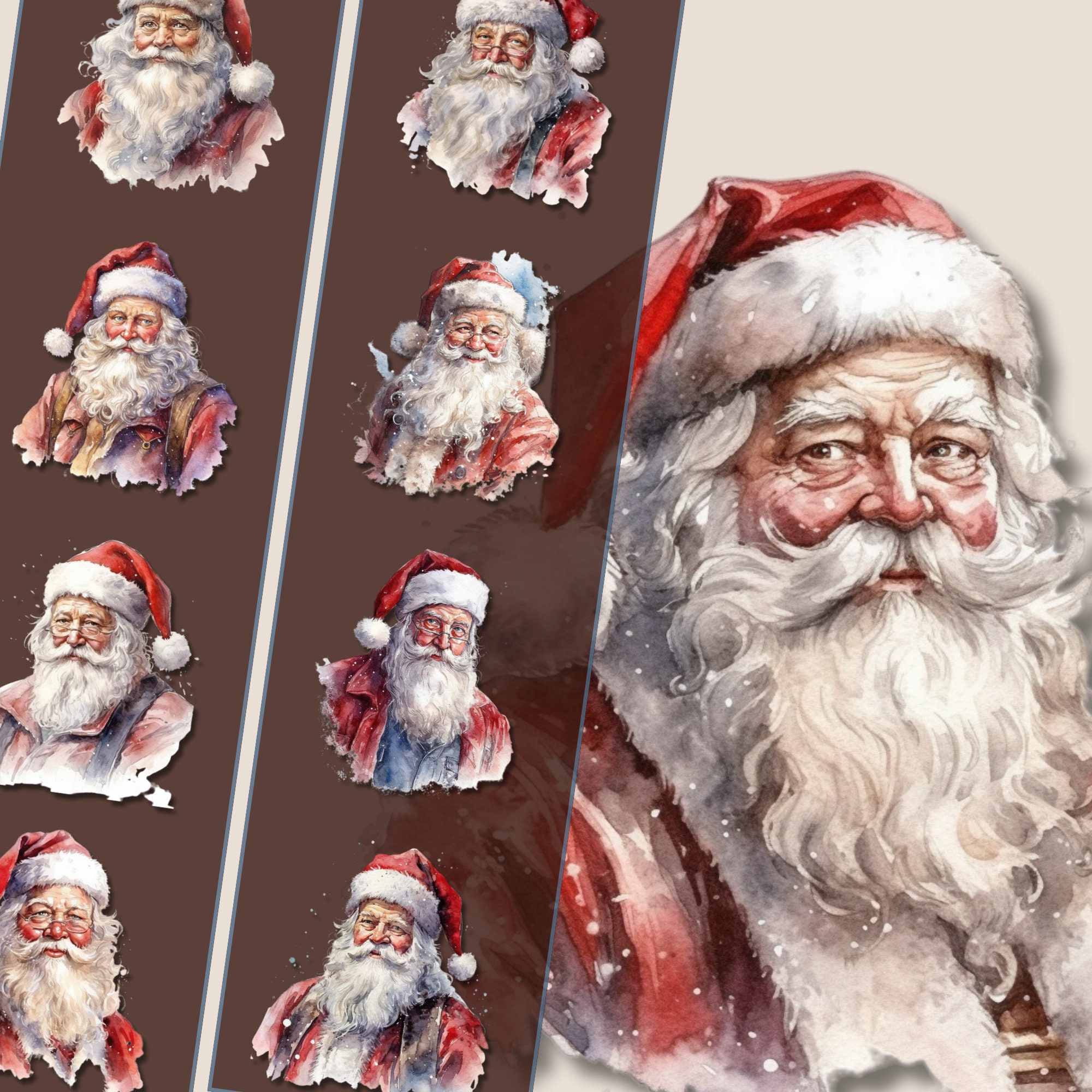 Santa Clipart Collection PNG Graphics Perfect for DIY - Etsy