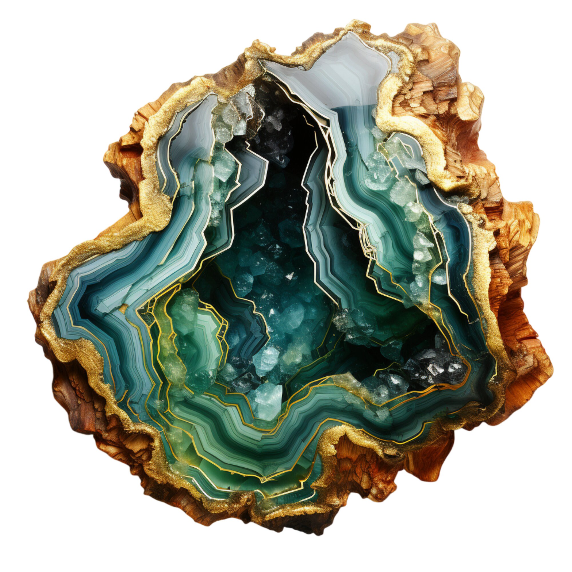 Green and Gold Geode Clipart Bundle PNG Format for Junk - Etsy