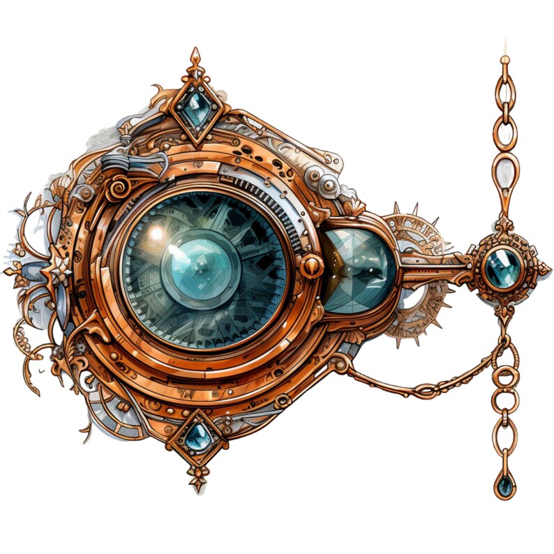 Steampunk Monocle Clipart Bundle, PNG Clipart, Mechanical Eyewear Art ...